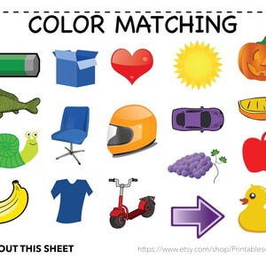 Toddler COLOR Matching Workbook Worksheets, Colors, Crayons, INSTANT ...
