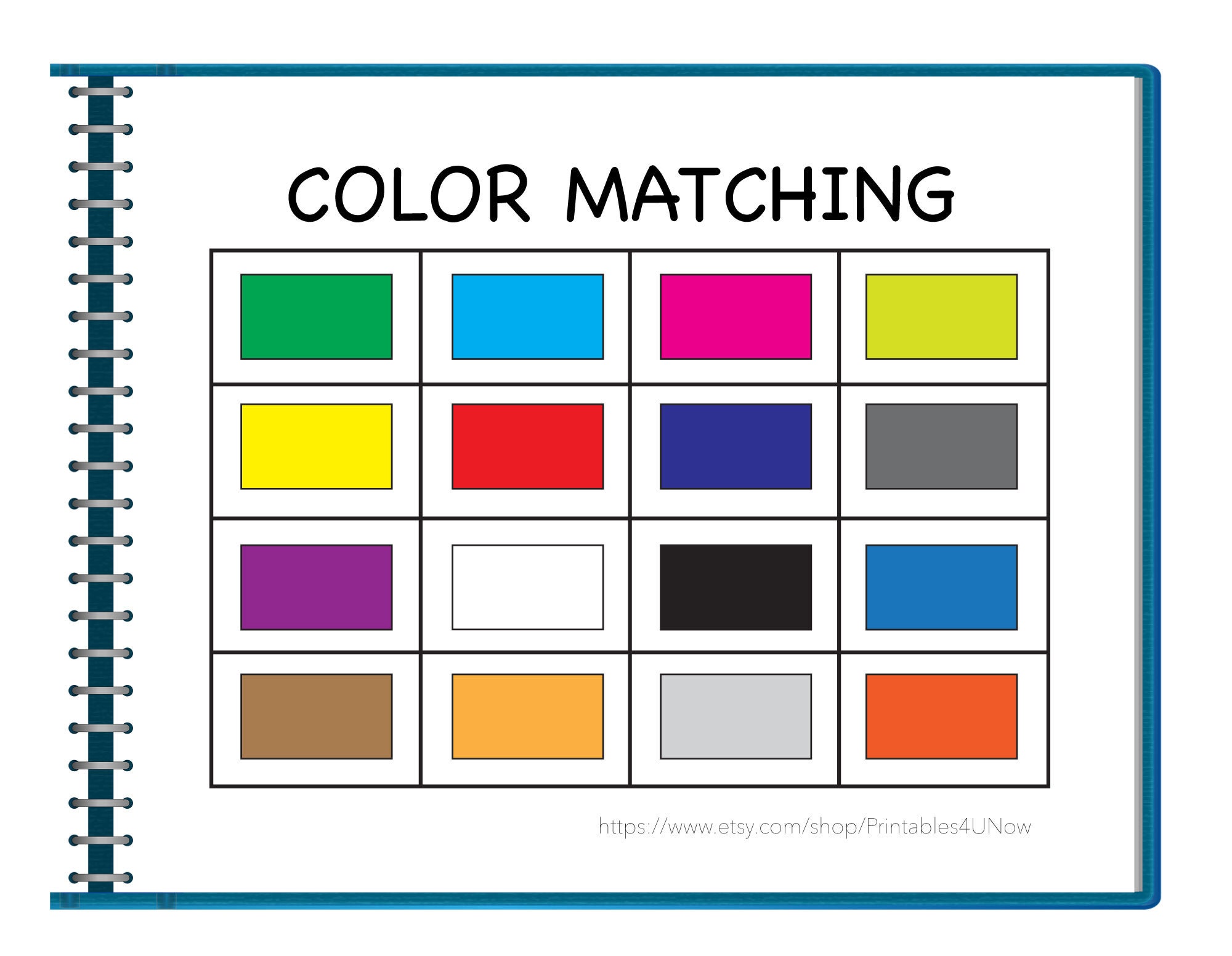 COLOR MATCHING, Toddler INSTANT Download, Easy on Printer, Learn ...