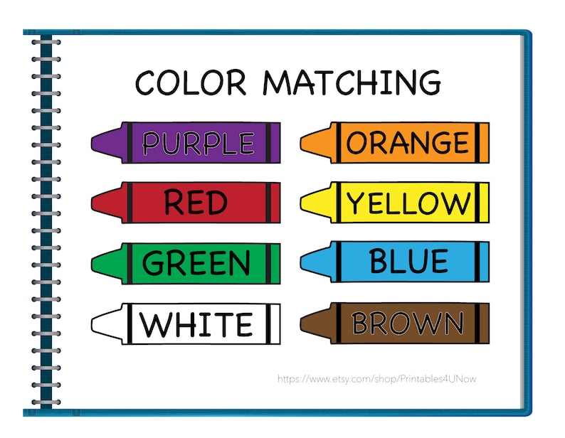Toddler COLOR Matching Workbook Worksheets, Colors, Crayons, INSTANT ...