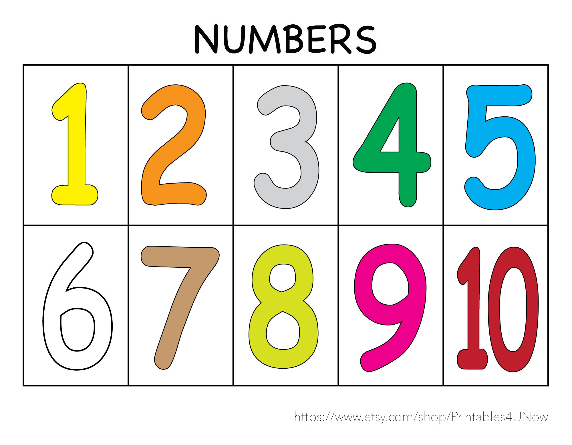 Number MATCHING, 12345678910, Toddler INSTANT Download, Easy on Printer ...