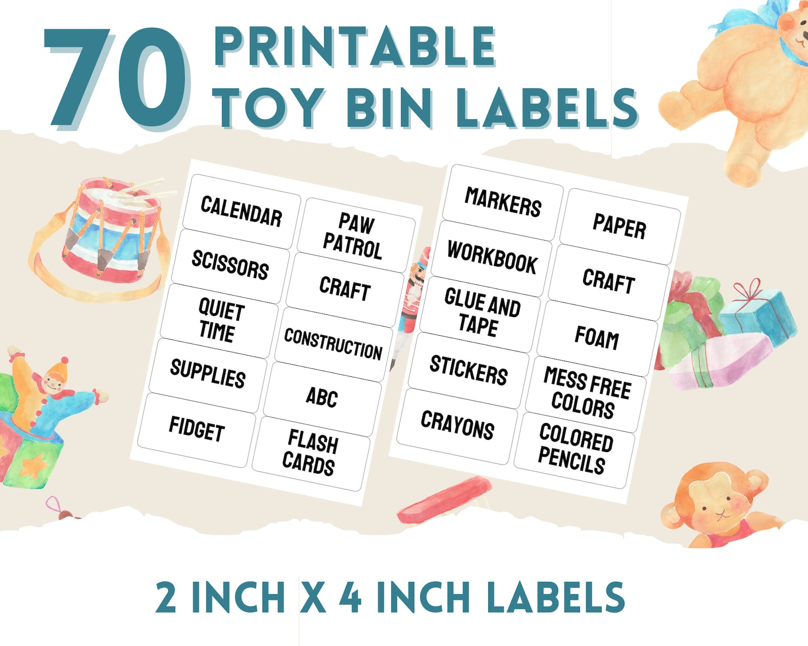 Toy Bin Label, Toy Storage Label, Toy Box Storage Labels, Adhesive Toy ...
