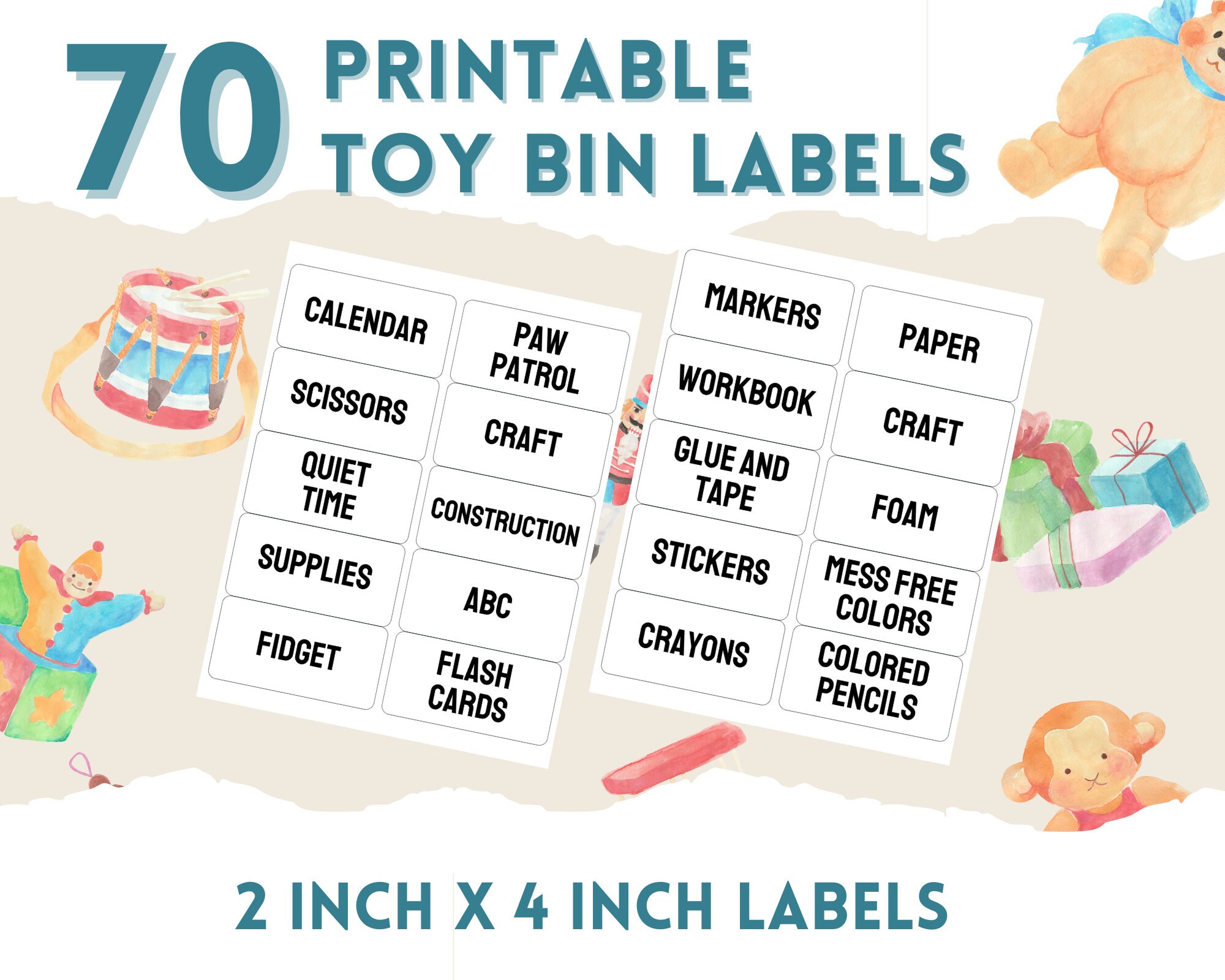 Toy Bin Label, Toy Storage Label, Toy Box Storage Labels, Adhesive Toy ...