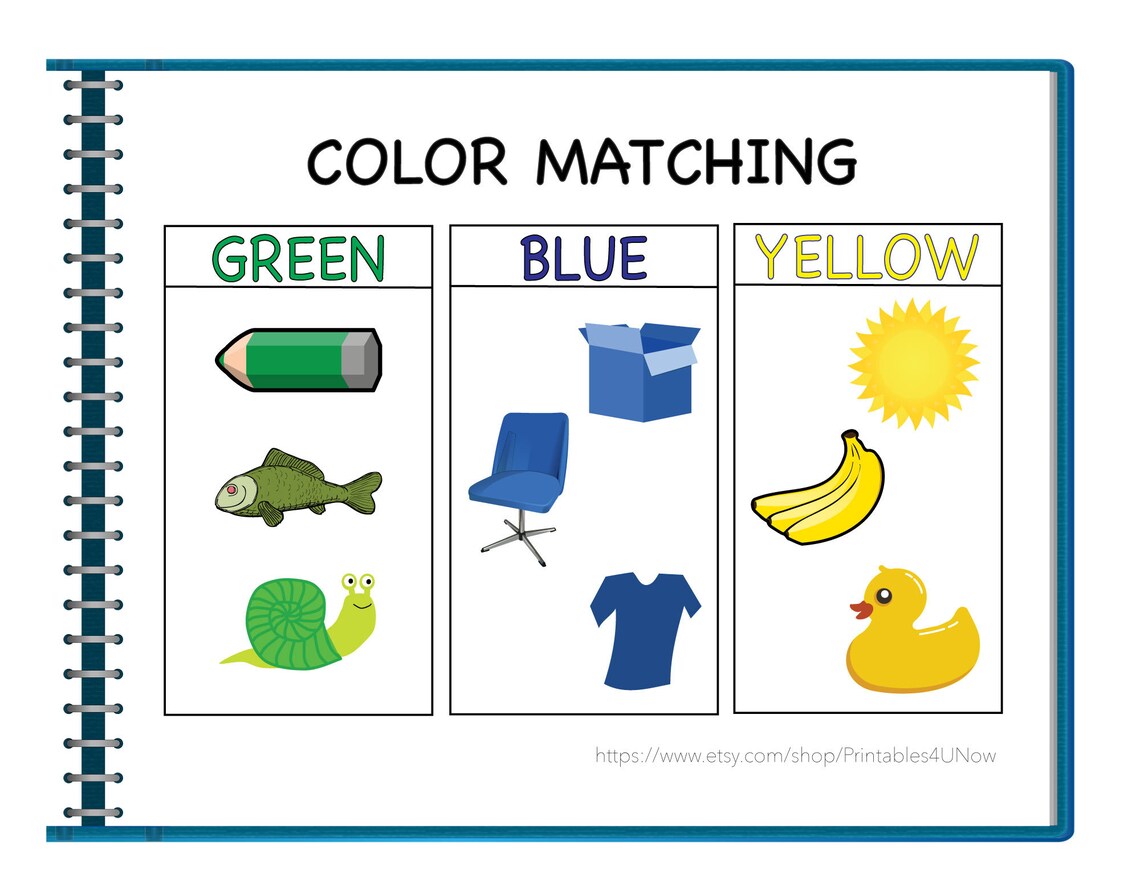 Toddler COLOR Matching Workbook Worksheets, Colors, Crayons, INSTANT ...