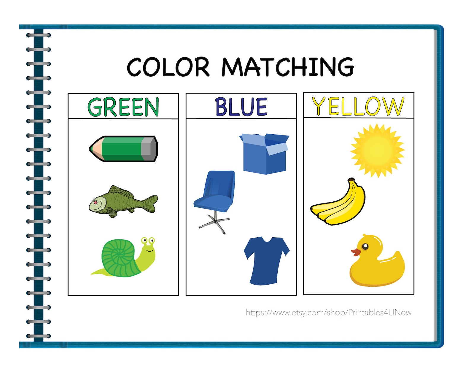 Toddler COLOR Matching Workbook Worksheets, Colors, Crayons, INSTANT ...
