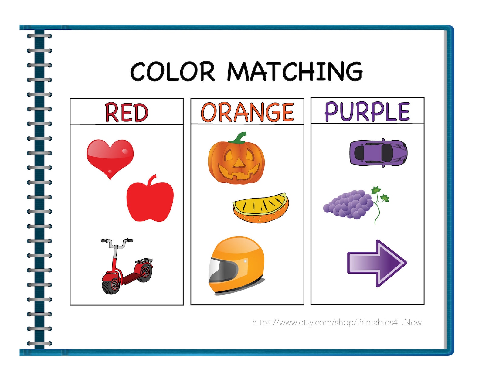 Toddler COLOR Matching Workbook Worksheets, Colors, Crayons, INSTANT ...
