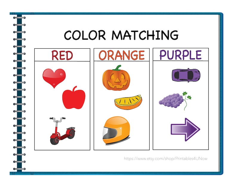 Toddler COLOR Matching Workbook Worksheets, Colors, Crayons, INSTANT ...