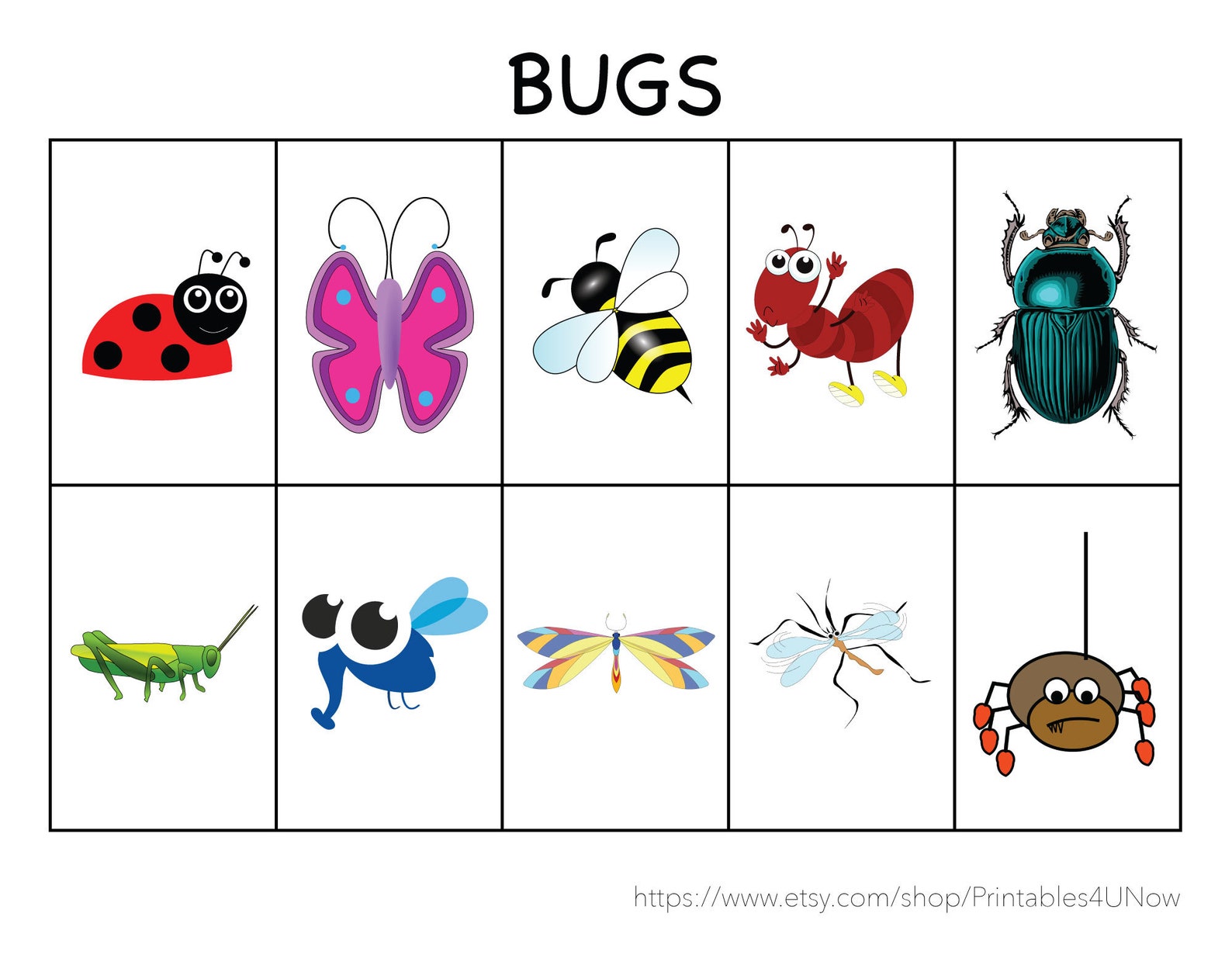Bug MATCHING, Easy on Printer, Toddler INSTANT Download, Homeschool ...