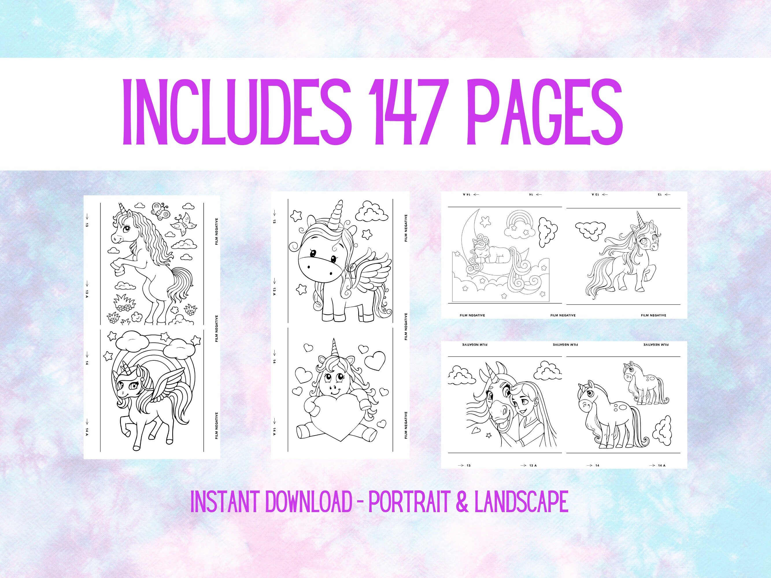 Unicorn Coloring Pages - PRINTABLE - Instant Download - Coloring Book ...