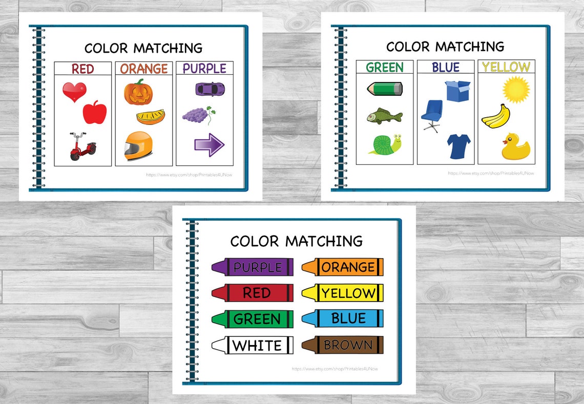 Toddler COLOR Matching Workbook Worksheets, Colors, Crayons, INSTANT ...