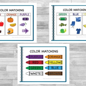 Toddler COLOR Matching Workbook Worksheets, Colors, Crayons, INSTANT ...