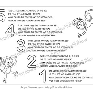 5 Little Monkeys Jumping on the Bed Toddler Activity With BONUS ...