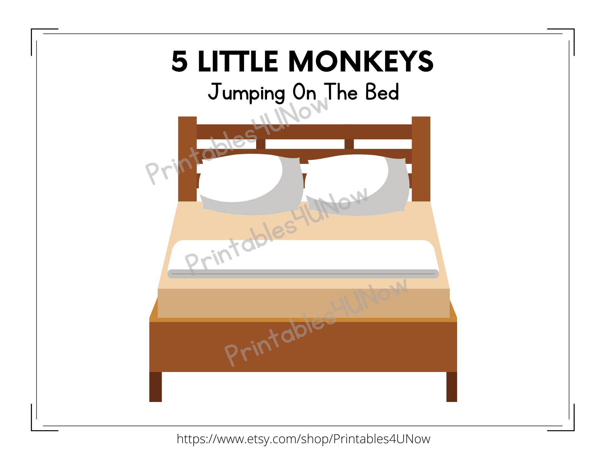 5 Little Monkeys Jumping on the Bed Toddler Activity With BONUS ...