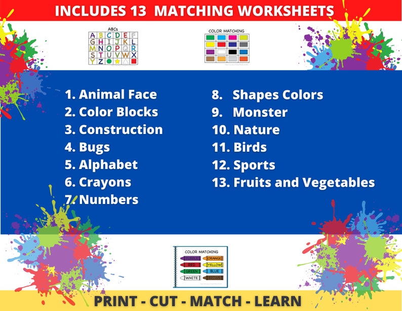 Color Matching Printable | Color Matching Worksheets | Shapes, Colors ...