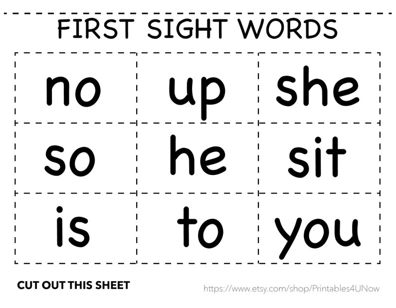 Toddler First SIGHT WORDS Workbook Worksheets, Matching, INSTANT ...