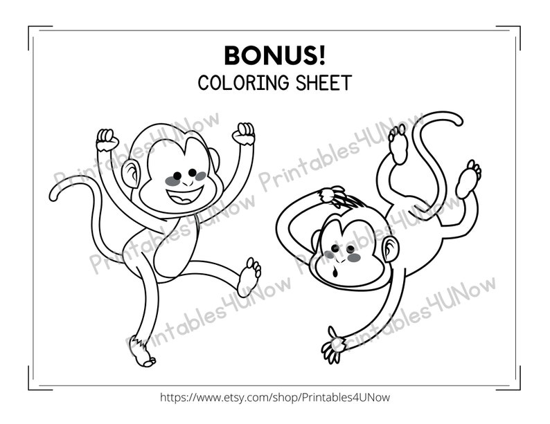 5 Little Monkeys Jumping on the Bed Toddler Activity With BONUS ...