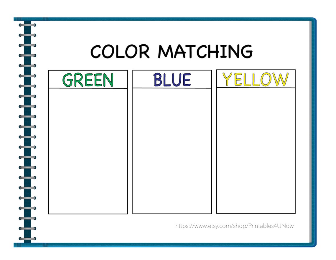 Toddler COLOR Matching Workbook Worksheets, Colors, Crayons, INSTANT ...