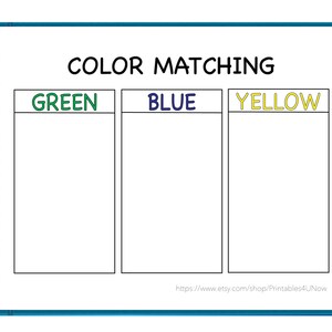 Toddler COLOR Matching Workbook Worksheets, Colors, Crayons, INSTANT ...