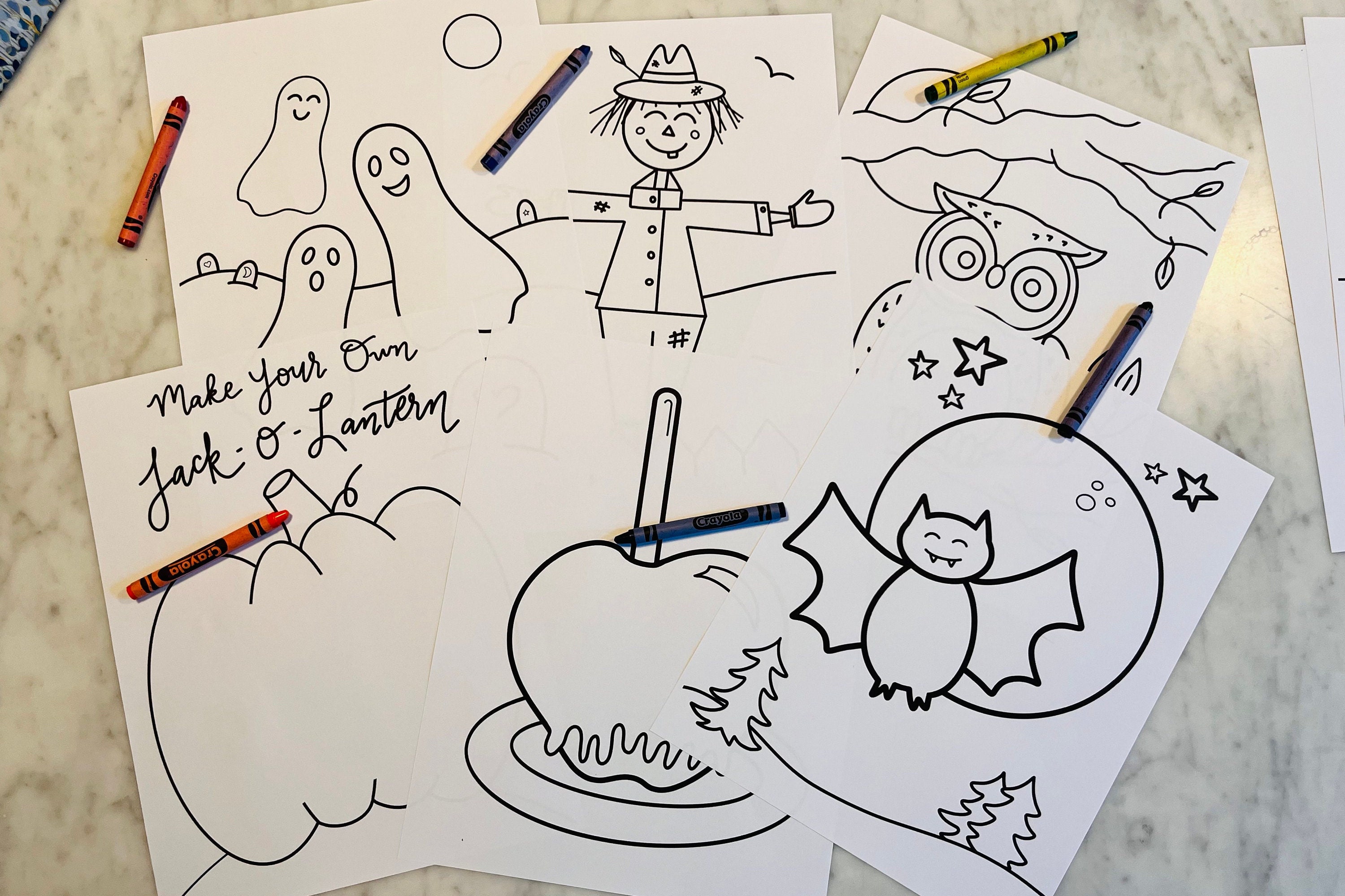 Halloween Cute-n-spooky Coloring Pages Instant Download - Etsy