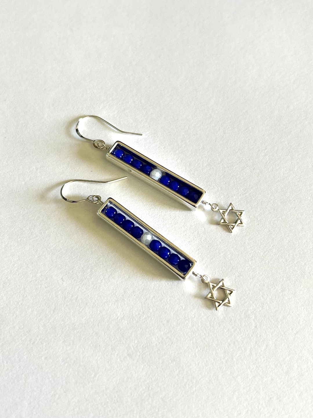 Star of David Dangle Earrings: Czech Crystal, Sterling Silver Wires - Etsy