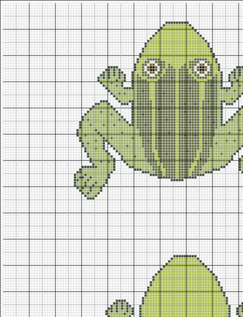 Original Green Frog Cross-stitch Pattern - DIY Coin Purse ...