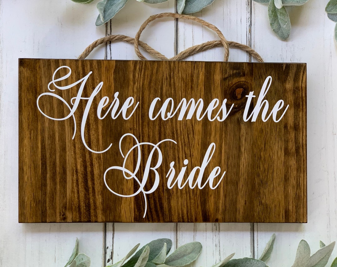 Wedding Signs, Here Comes the Bride Wooden Sign, Ring Bearer Sign ...