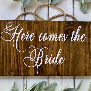 Wedding Signs, Here Comes the Bride Wooden Sign, Ring Bearer Sign ...