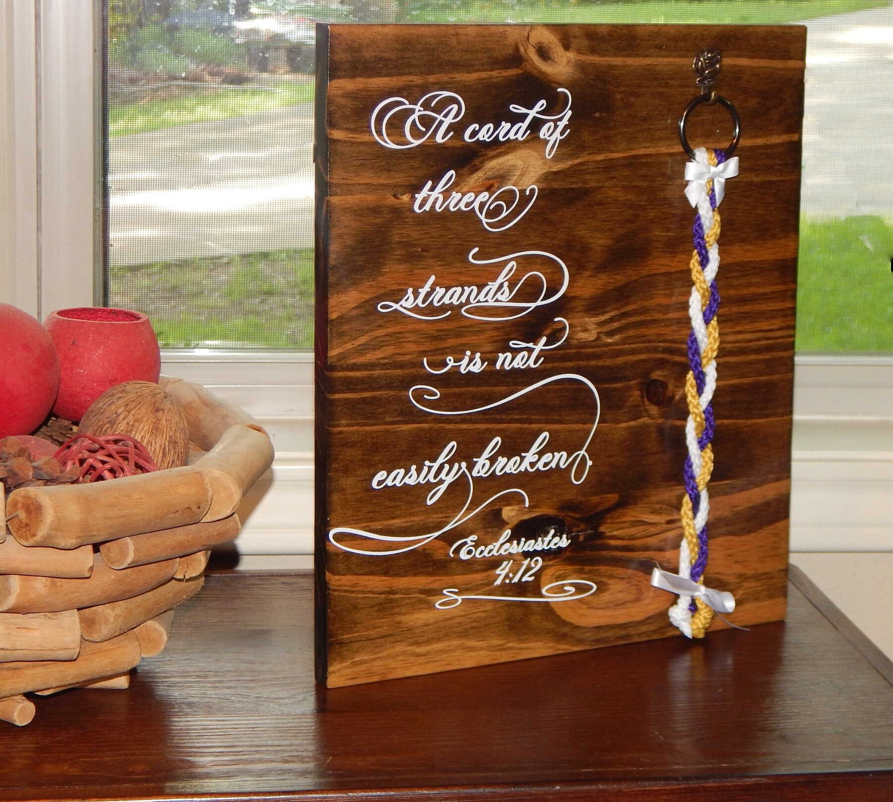 Cord of Three Strands Wood Sign Unity Braids® Sign Rustic | Etsy