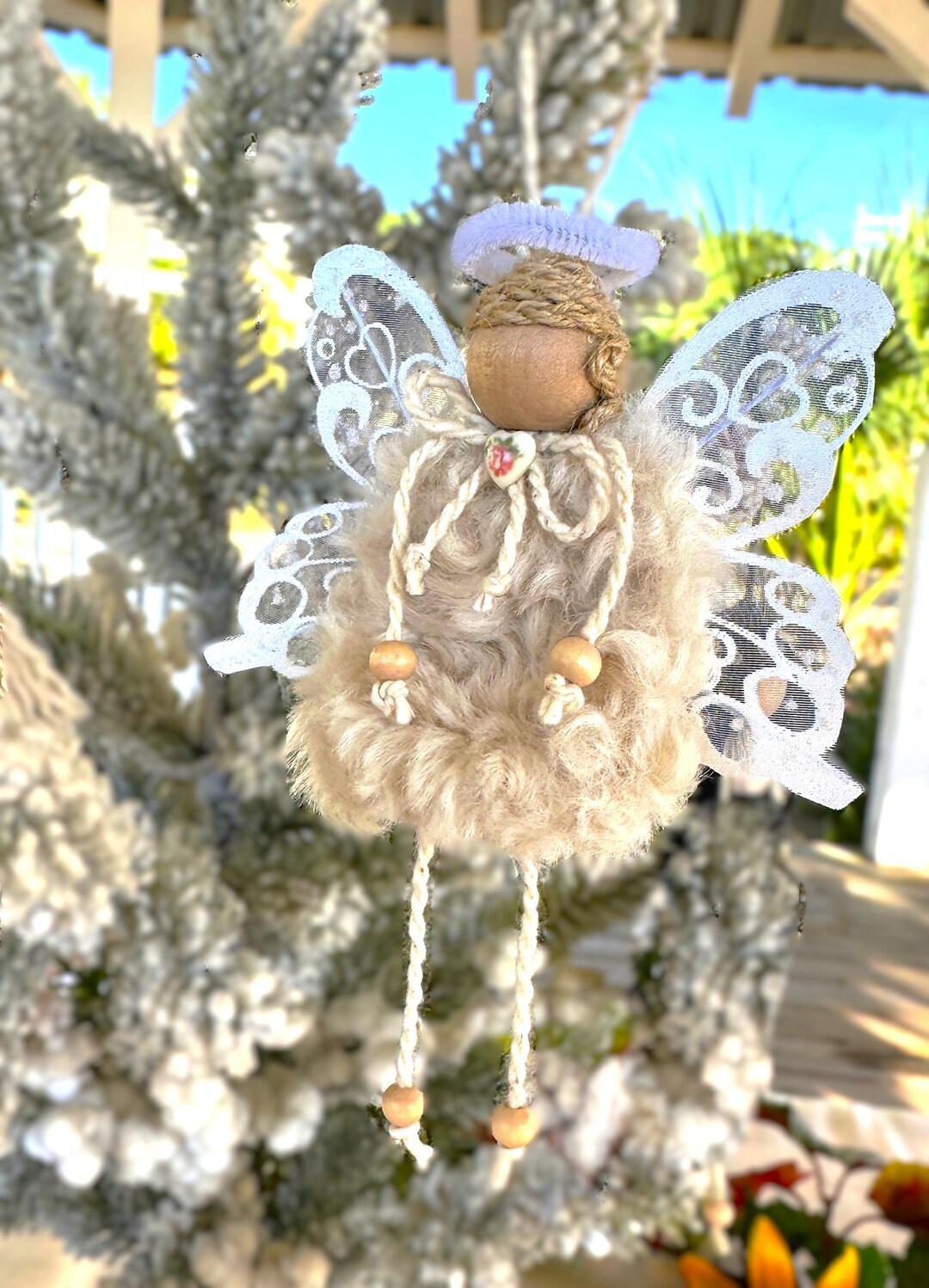 Christmas Angel Doll, Handmade Angel Heart Ornament, White Angel for ...