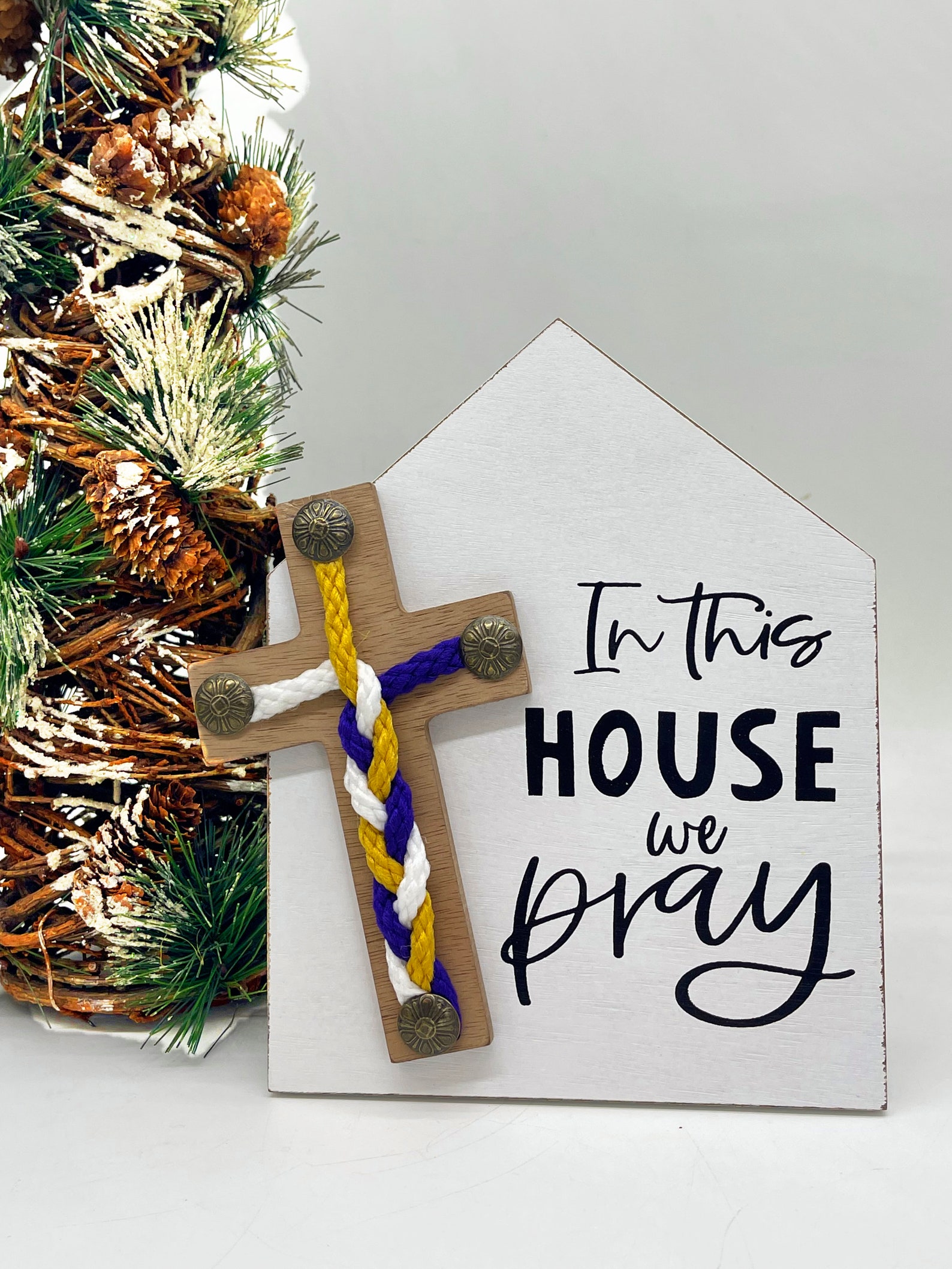 Wall Hanging Cross in This House Cross Wood Sign Shabby | Etsy