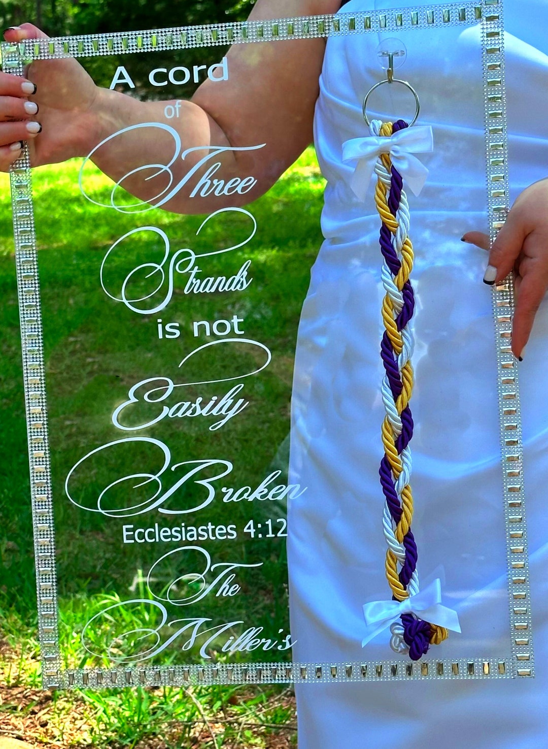 Acrylic Bling Wedding Sign, Acrylic Cord of Three Strands, Bling Lucite ...