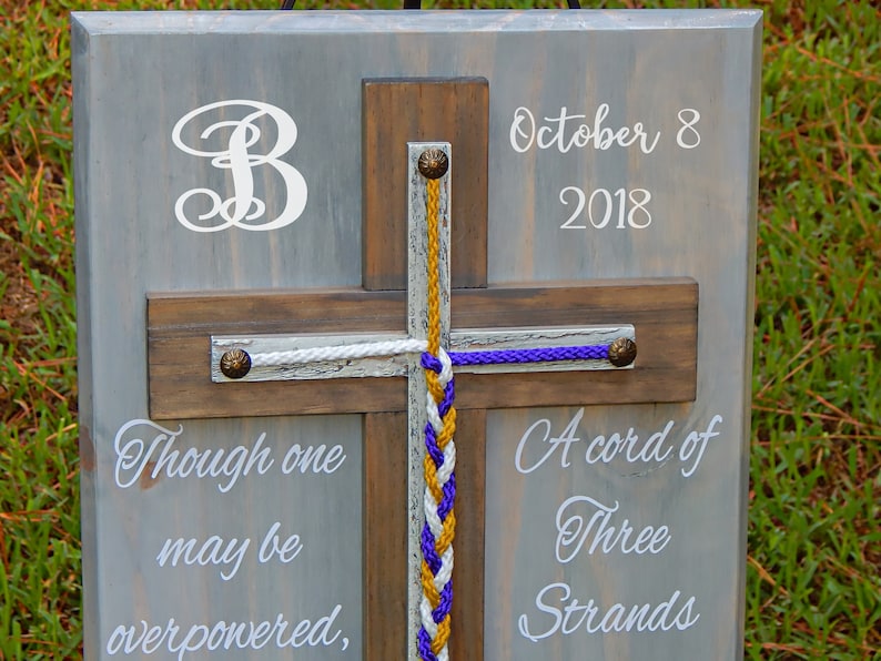 Cord of Three Strands Wood Cross Unity Braids Rustic | Etsy
