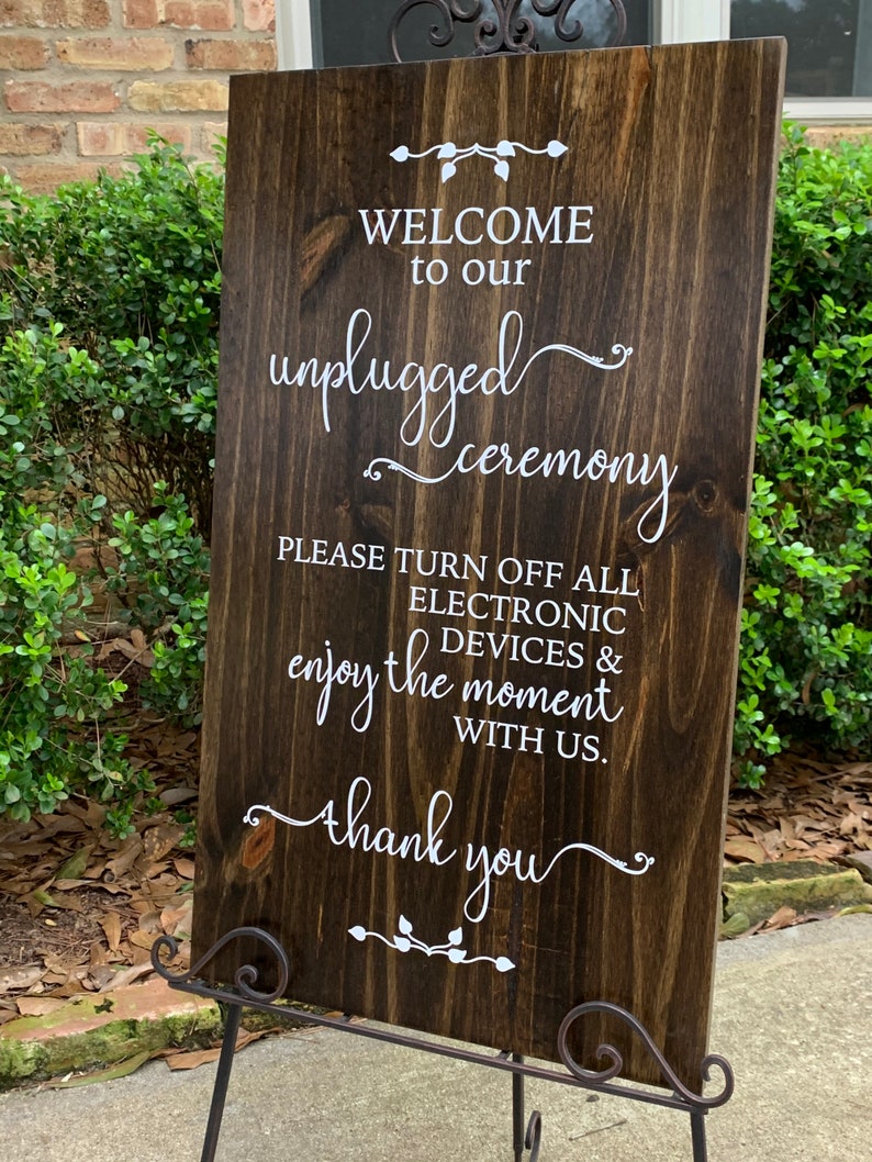 Unplugged Ceremony Signs, Welcome Wedding Sign, Wooden Rustic Decor ...