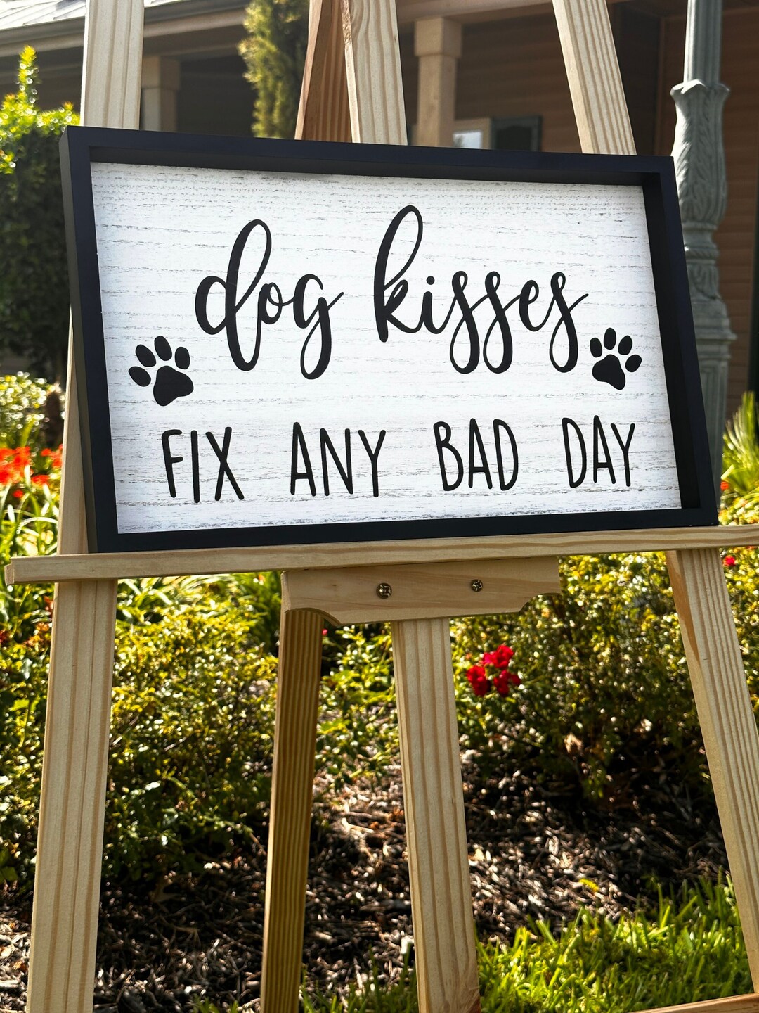 Cute Dog Sign, Dog Kisses Fix Any Bad Day, Paw Prints, Wood Dog Sign ...