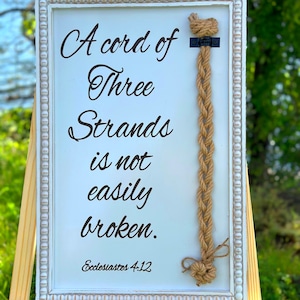 Cord of Three Strands, Wedding Sign, Ready to Ship, Ceremony Sign, Wood ...