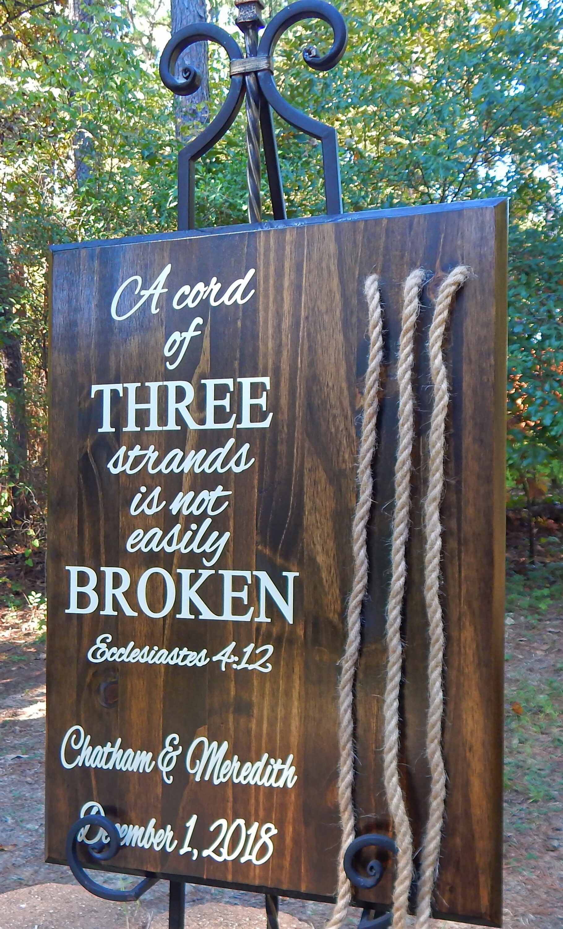 Cord Of Three Strands Wedding Sign Ceremony Sign Wood | Etsy