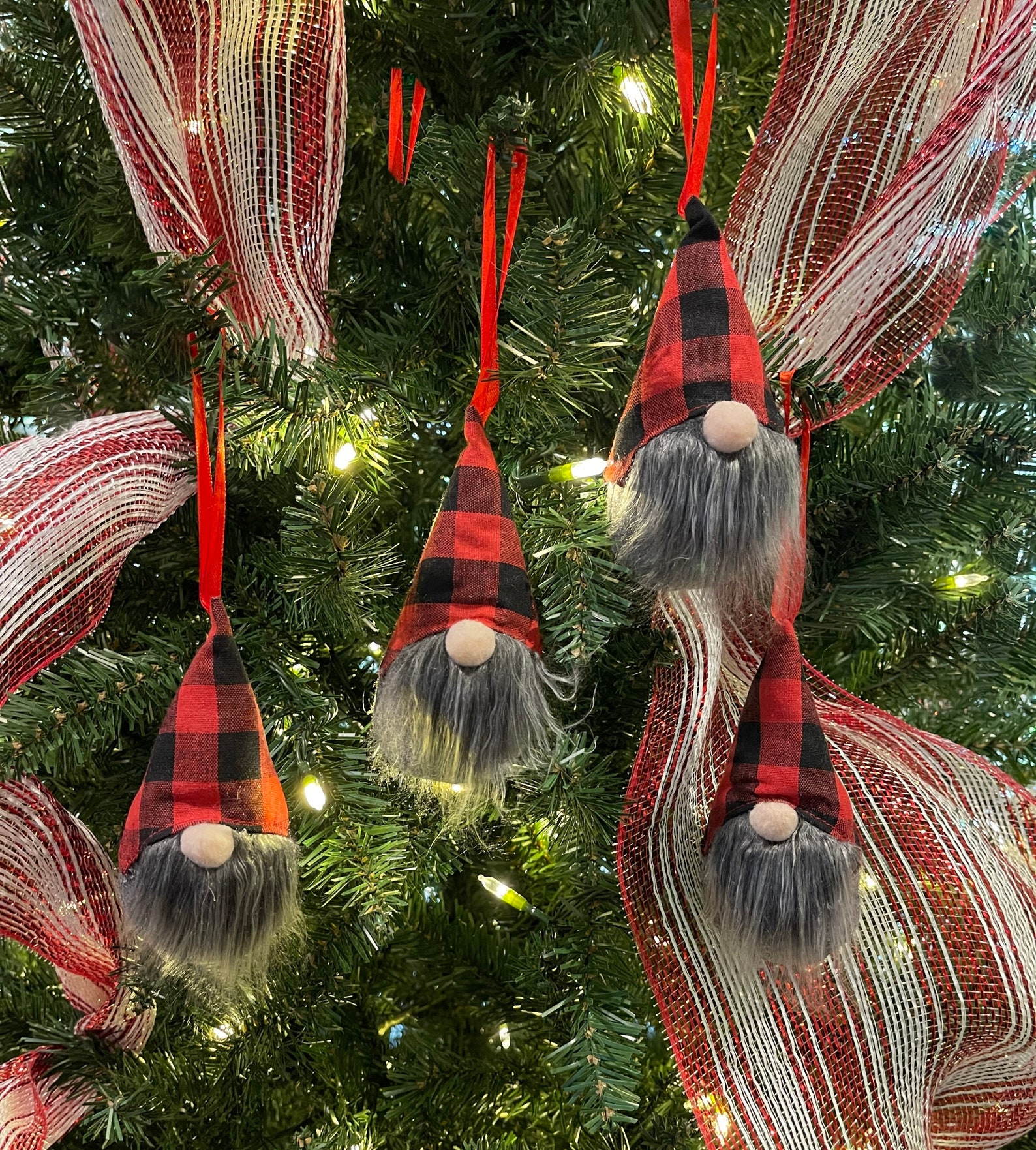 Christmas Gnomes, Hanging Ornaments, Set of 5 Christmas Gnomes, Plush ...
