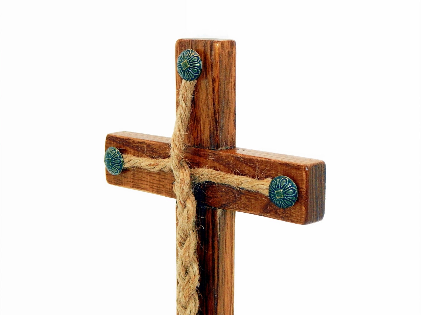 Wood Cross Rustic Wood Cross Cord of Three Strands Cross | Etsy