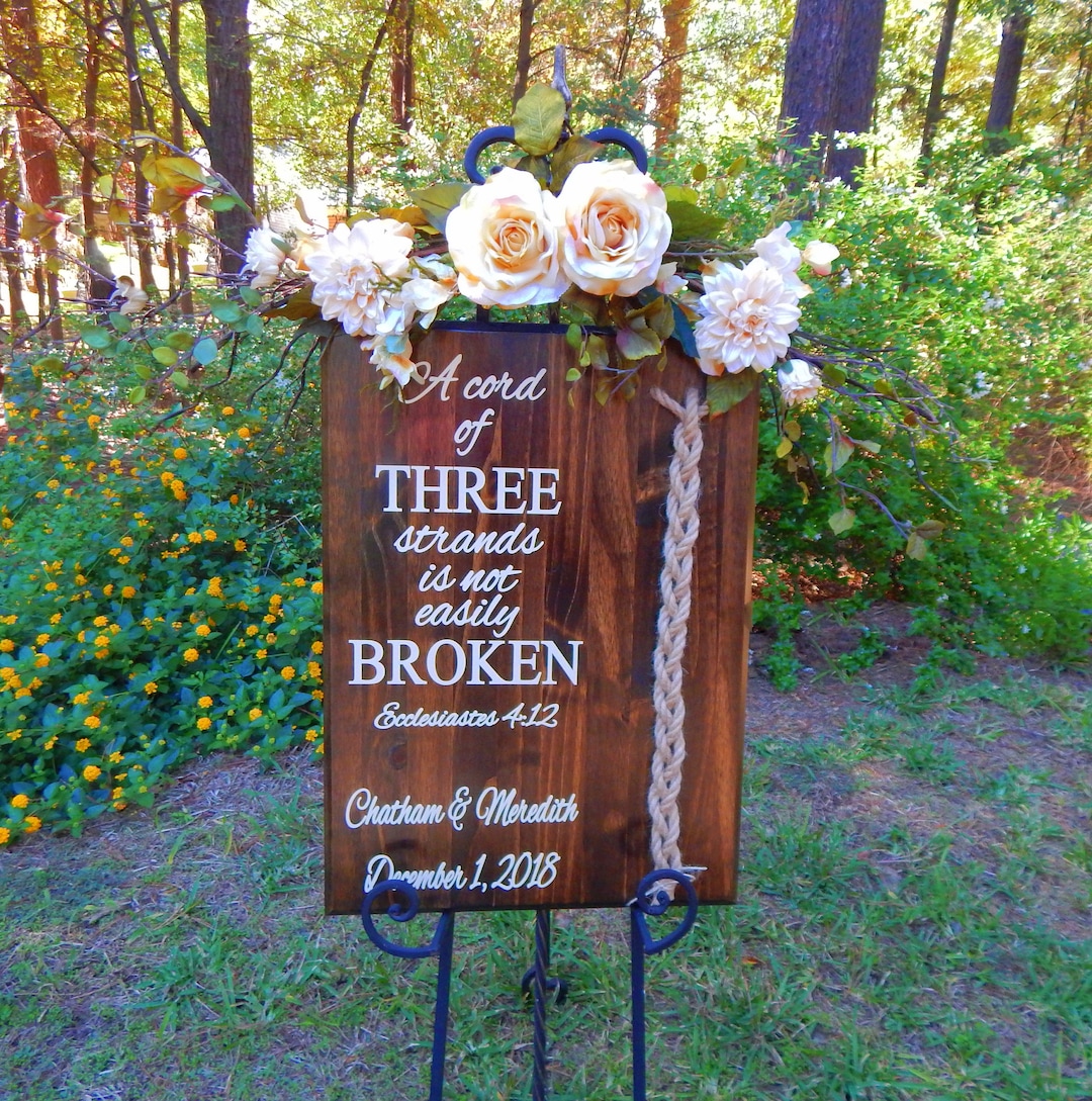 Cord of Three Strands, Wedding Sign, Ceremony Sign, Wood Sign ...