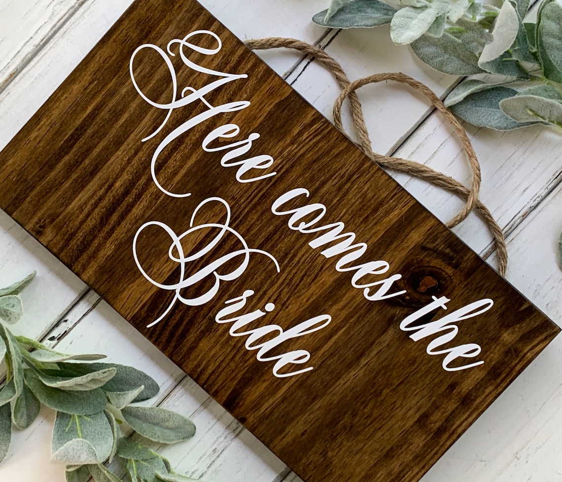Wedding Signs, Here Comes the Bride Wooden Sign, Ring Bearer Sign ...
