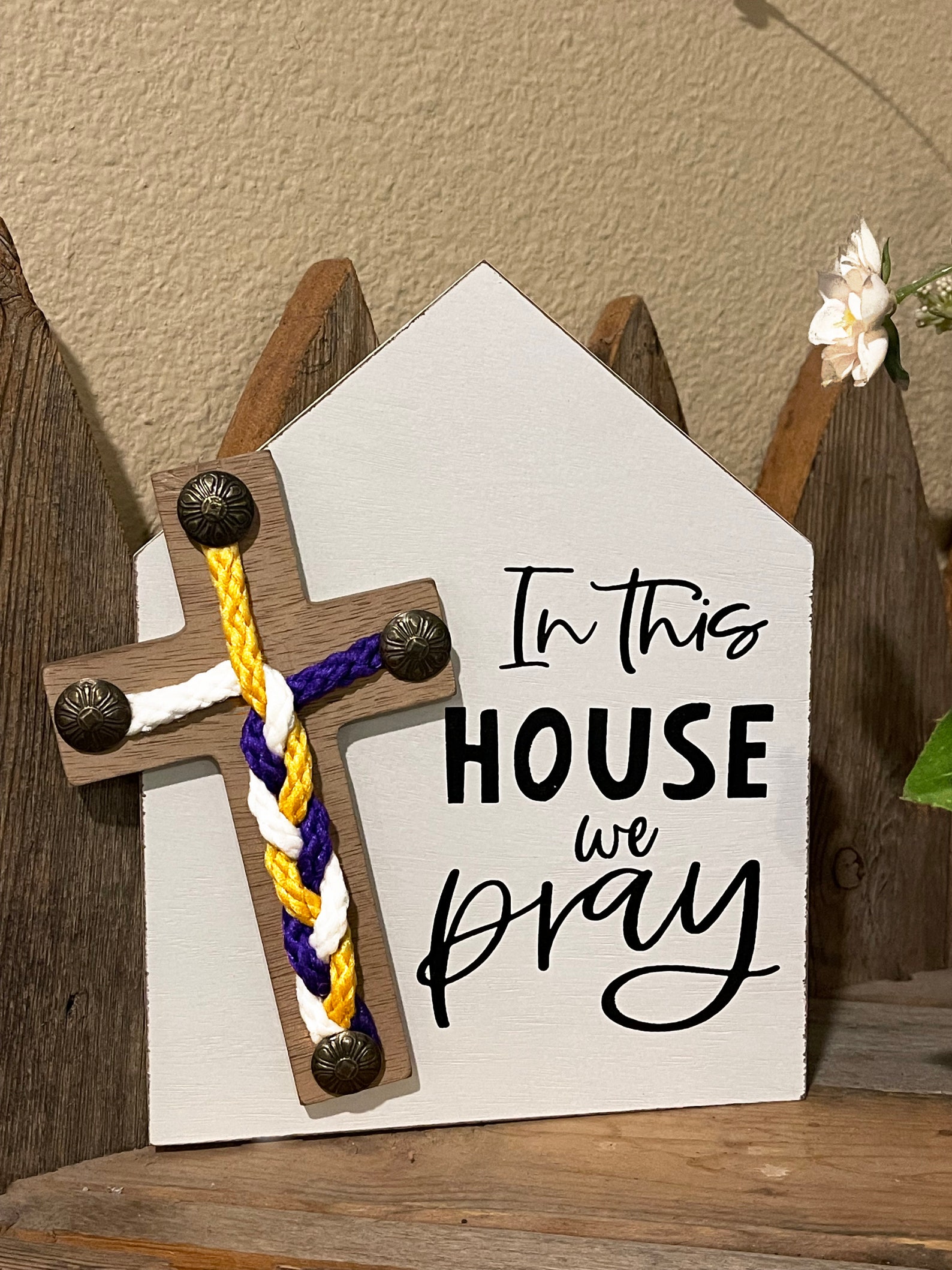 Wall Hanging Cross in This House Cross Wood Sign Shabby | Etsy