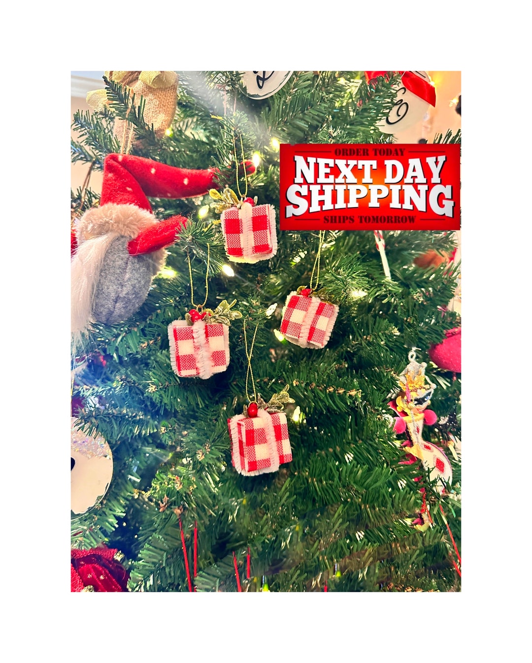 Mini Christmas Ornaments, Miniature Christmas Wrapped Gifts, Set of 4 ...