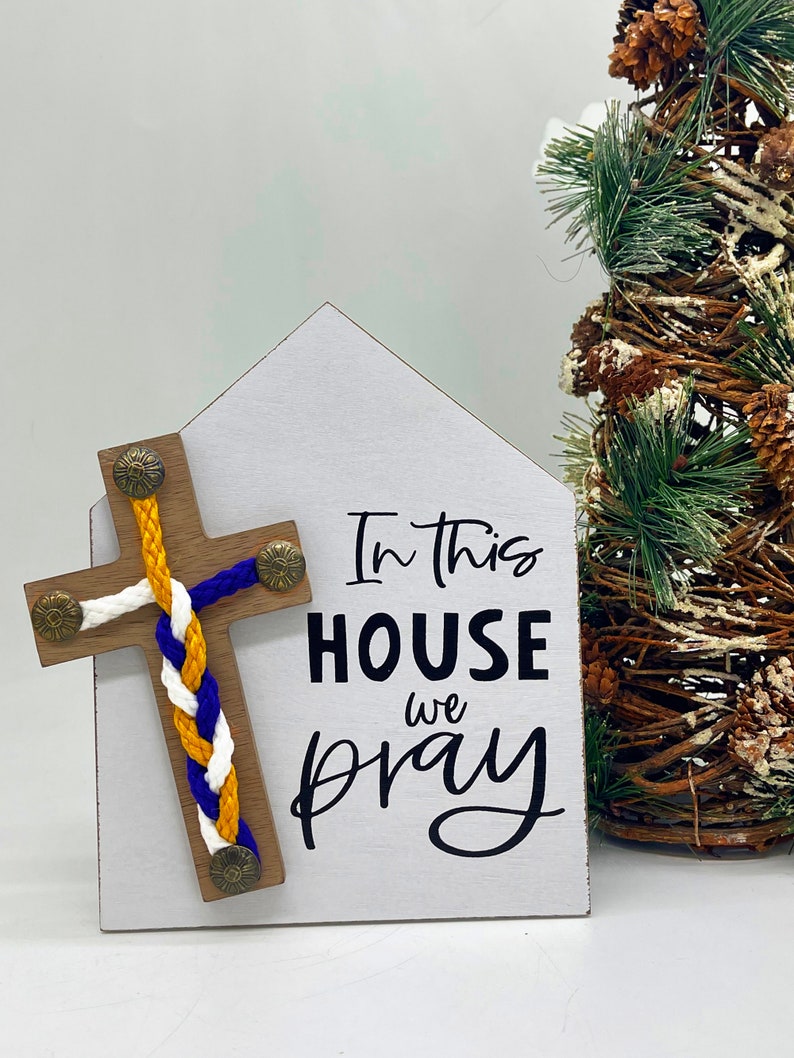 Wall Hanging Cross in This House Cross Wood Sign Shabby | Etsy