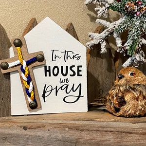 Wall Hanging Cross, in This House, Cross Wood Sign, Shabby Chic ...