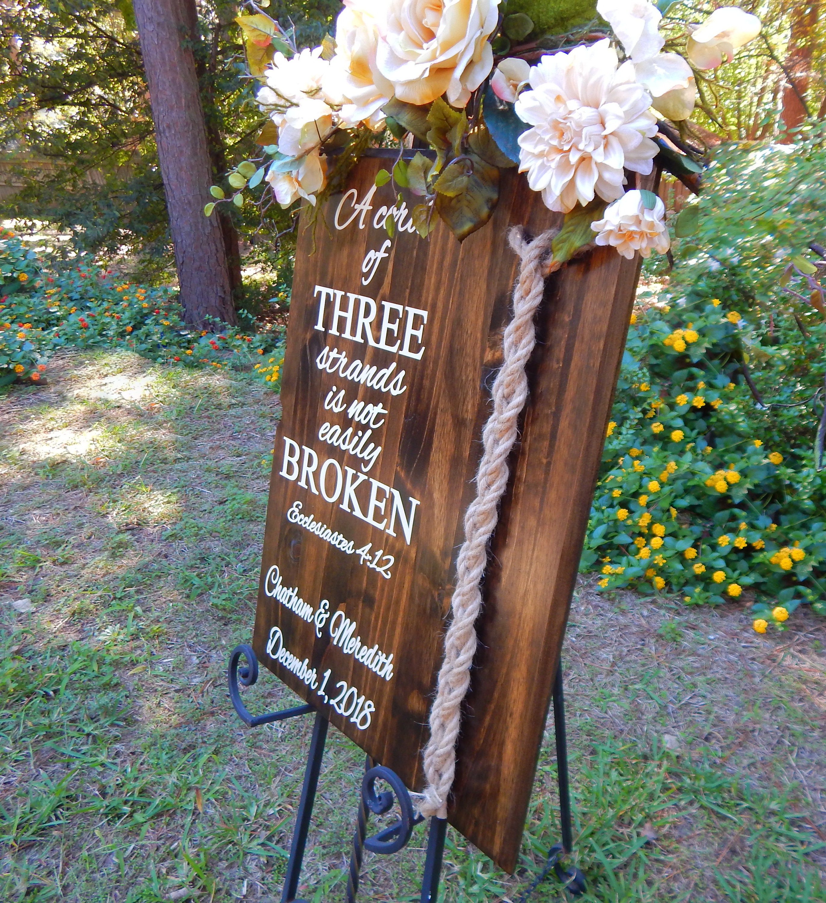 Cord Of Three Strands Wedding Sign Ceremony Sign Wood | Etsy