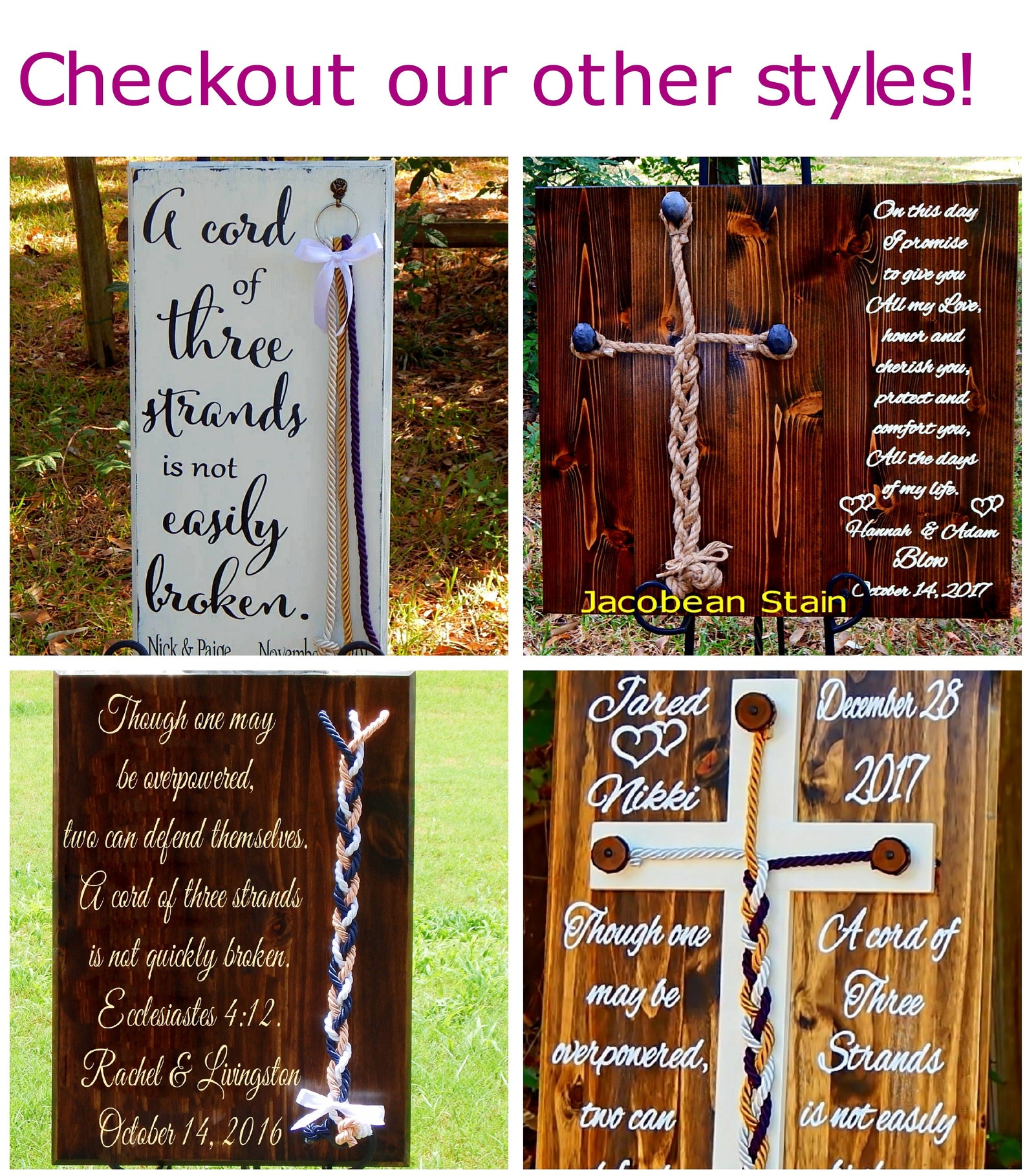 Cord of Three Strands Wood Sign Unity Braids® Sign Rustic - Etsy