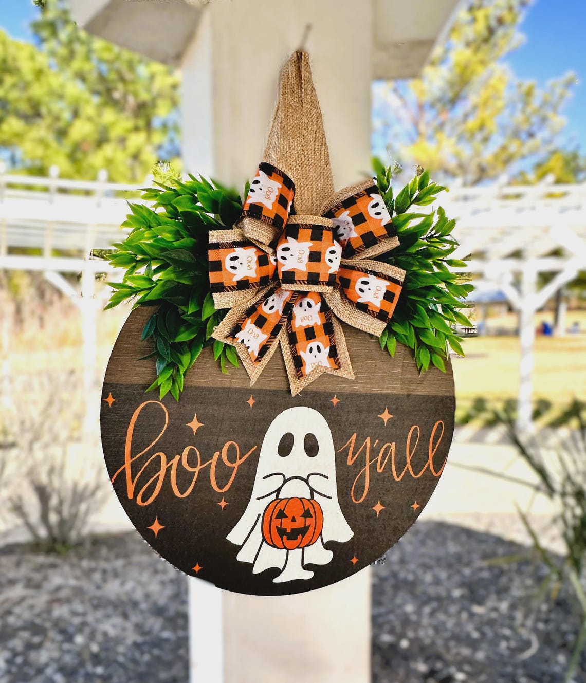 Halloween Front Door Decor, Halloween Wreath, Boo Y'all, Ghost, Gothic ...