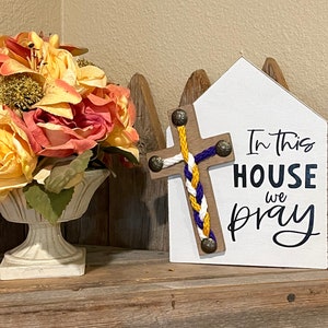 Wall Hanging Cross, in This House, Cross Wood Sign, Shabby Chic ...