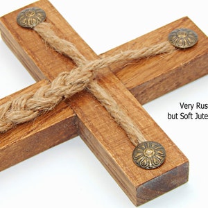 Unity Braids®, Rustic Wood Cross, Cord of Three Strands, Jute Rope ...