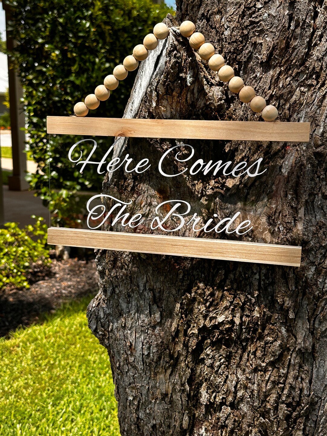 Acrylic Wood Sign, Here Comes the Bride Sign, Wedding Signs, Ring ...
