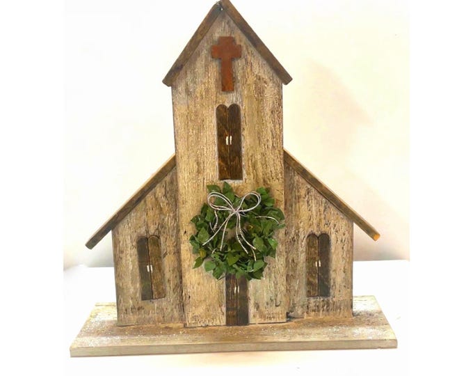 Country Farmhouse Church Rustic Church Table Top Decor 10x8x10 - Etsy